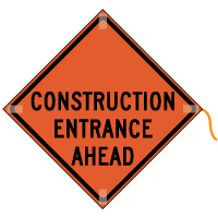 Construction Entrance Ahead Roll-Up Signs | RU128 | Rice Signs
